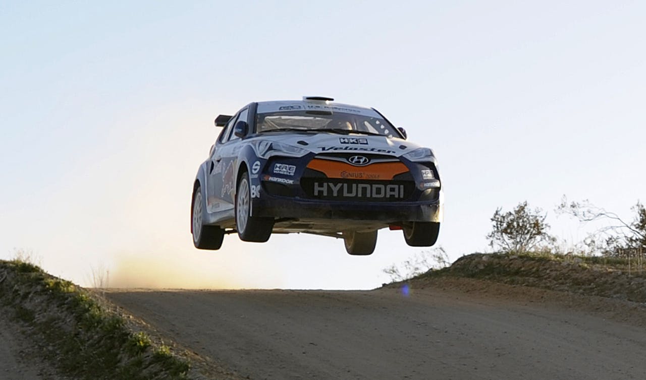 Rhys Millen drifting Hyundai Veloster Rally